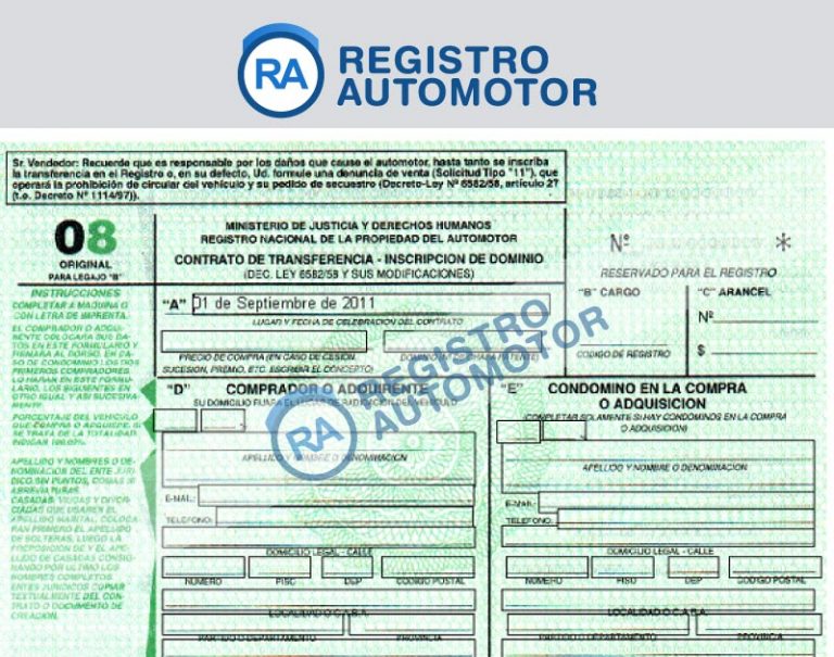 Formulario 08 y Transferencia Digital Automotor DNRPA